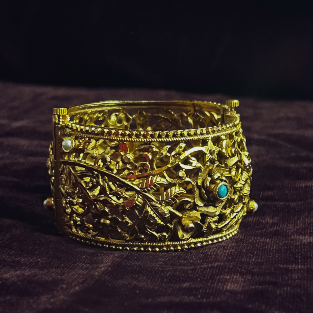 Bengal Traditional Golap Kharu with Navaratna Stones - GAHANE